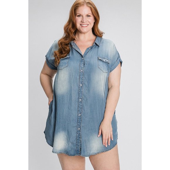 GeeGee | Tops | Gee Gee Vintage Denim Tencel Tunic Mini Dress | Poshmark